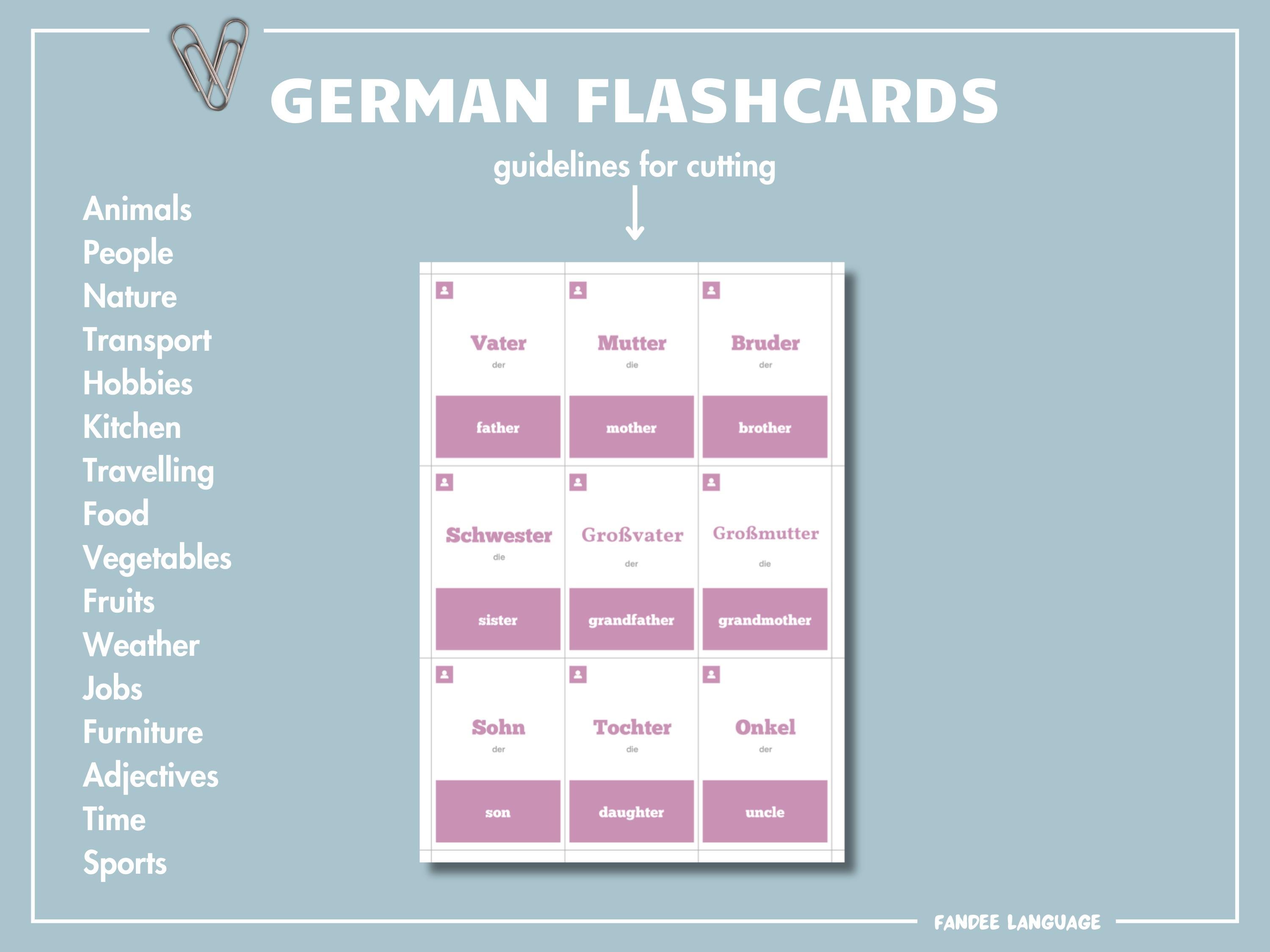 German Flashcards | 320 Flashcards for German Beginners | DIGITAL ...