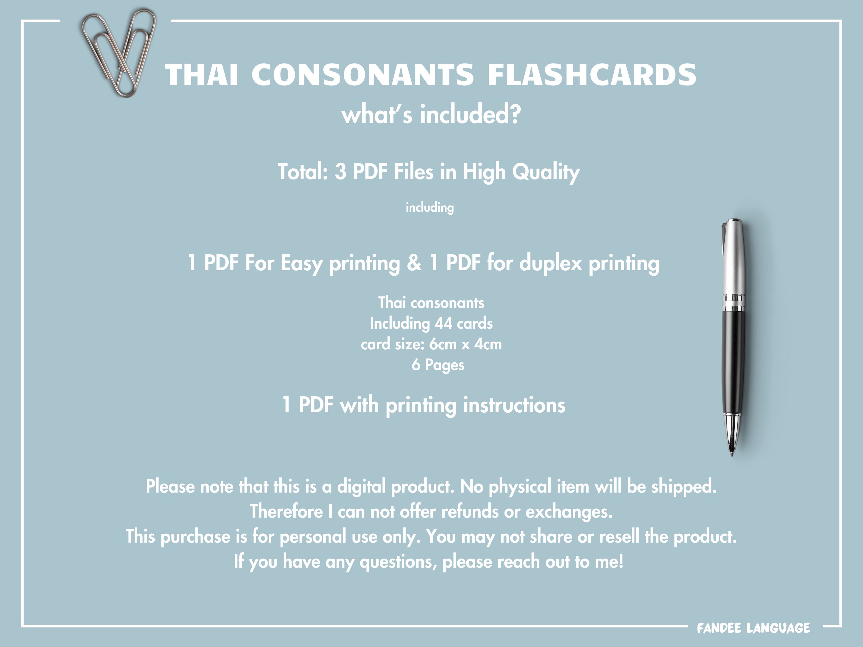 Thai Alphabet Consonants Flashcards DIGITAL DOWNLOAD | Study Thai ...
