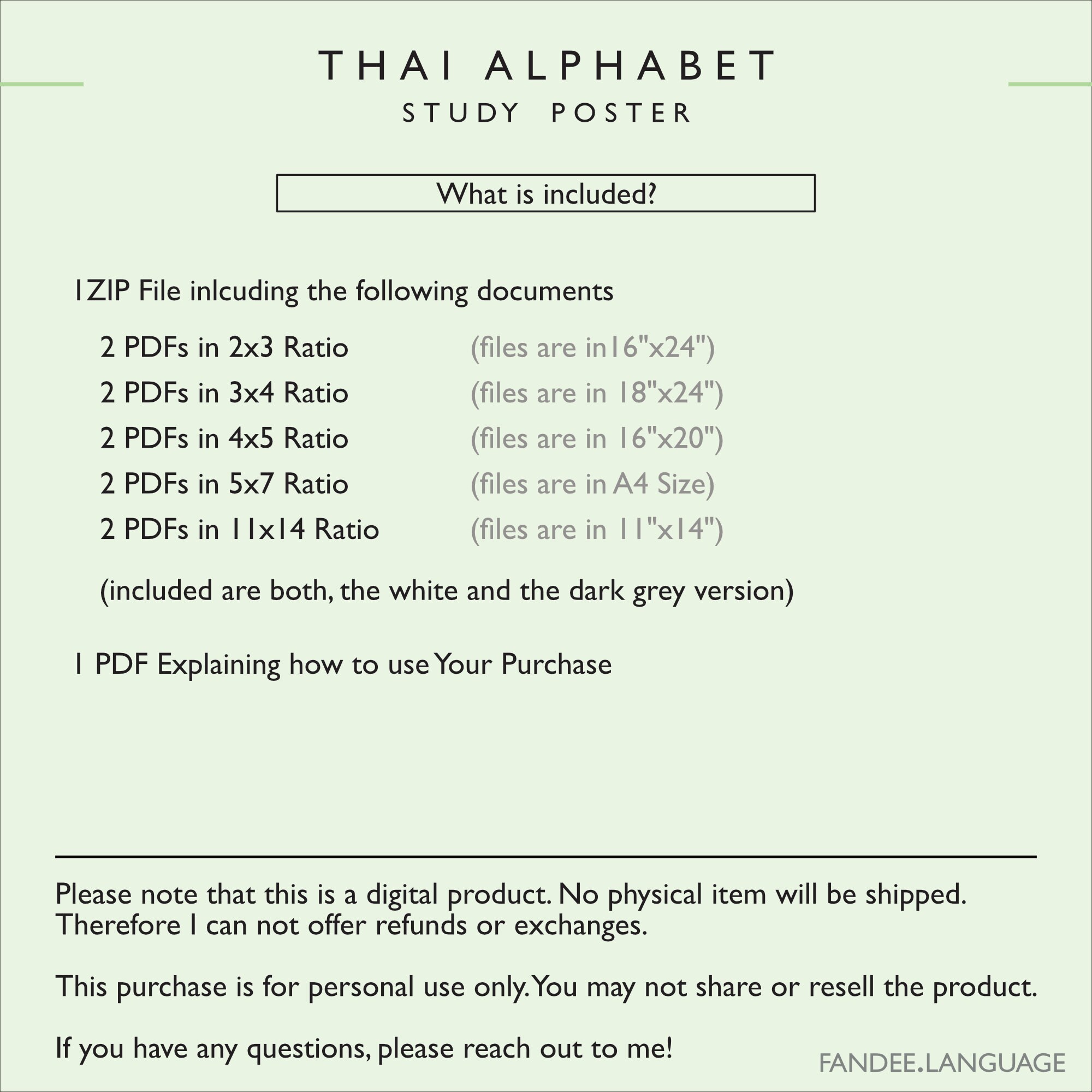 Thai Alphabet Poster Digital Download Study Thai Language - Etsy