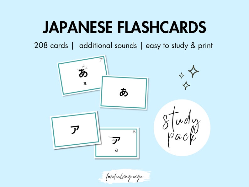 Japanese Alphabet Katakana, Hiragana 208 Flashcards DIGITAL DOWNLOAD ...
