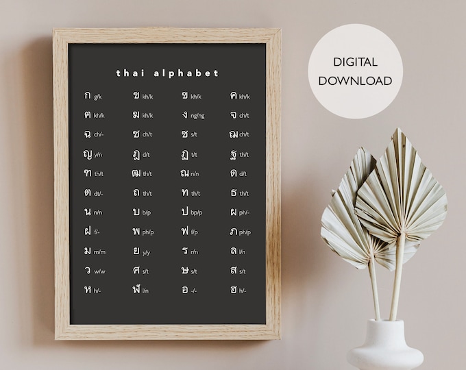 Thai Alphabet Consonants Flashcards DIGITAL DOWNLOAD | Study Thai ...