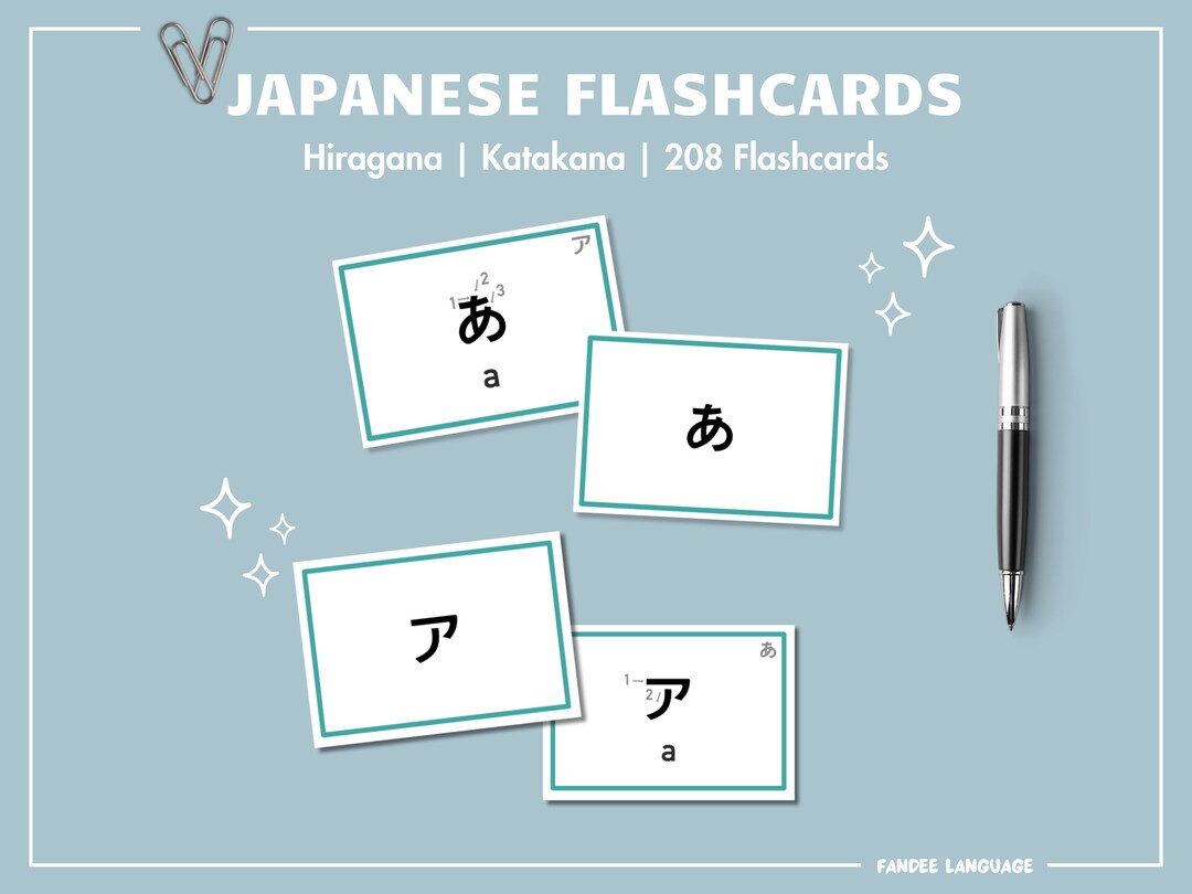 Japanese Alphabet Katakana, Hiragana 208 Flashcards DIGITAL DOWNLOAD ...
