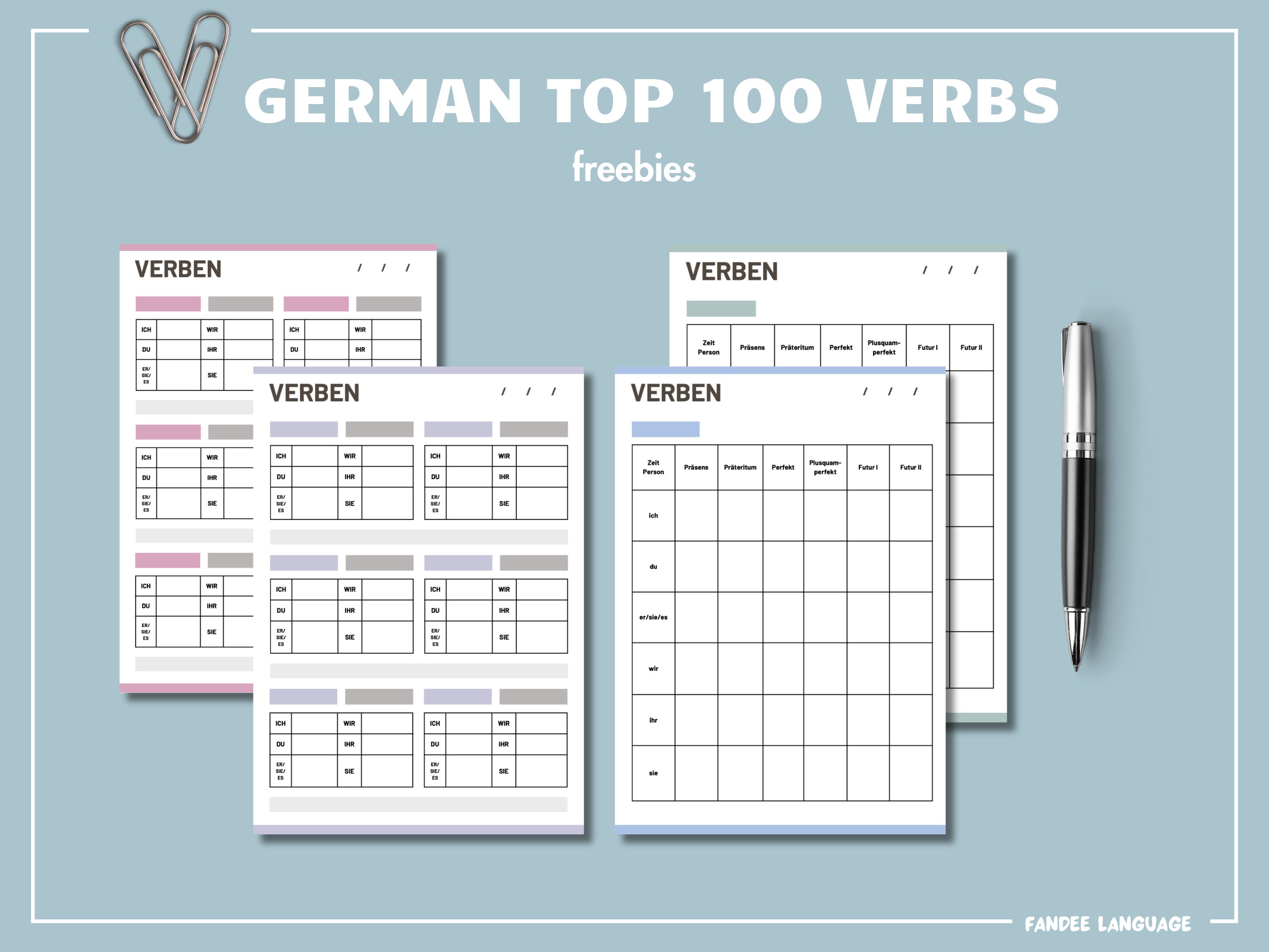 German Verb Conjugation Worksheet Templates | Verb Study and Practice ...