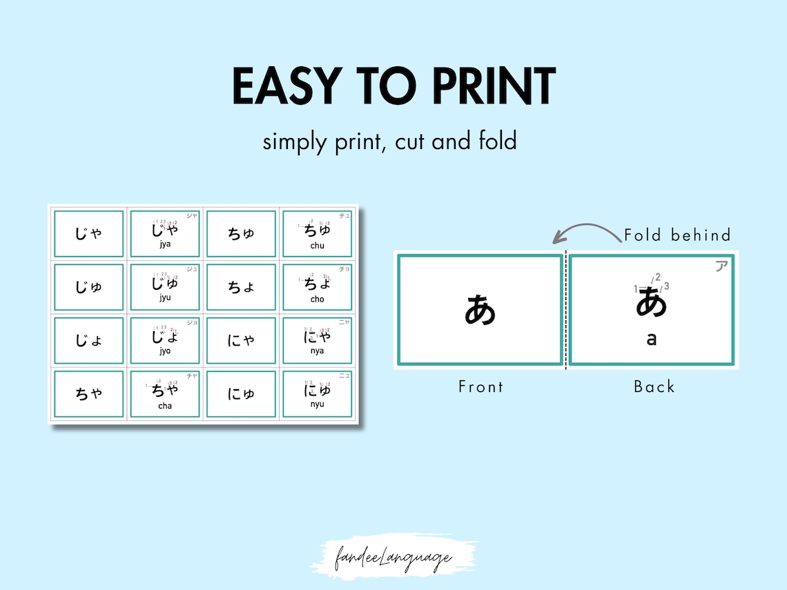 Japanese Alphabet Katakana, Hiragana 208 Flashcards DIGITAL DOWNLOAD ...