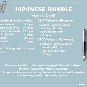 Japanese Study Bundle Workbook & Flashcards | Study Hiragana and ...