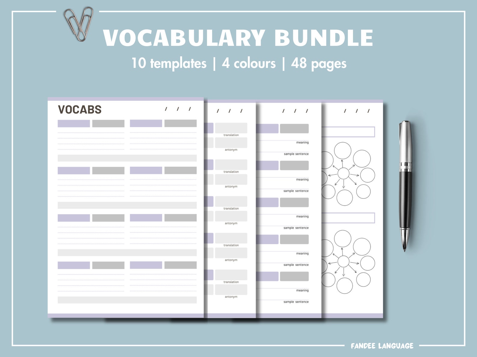 Ultimate Vocabulary Worksheet 10 Templates Bundle in 4 Colors | All ...