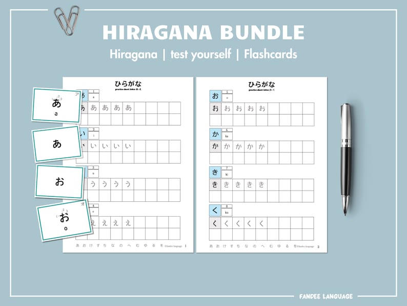 Japanese Alphabet Hiragana Bundle Worksheets & Flashcards | Digital Download, Study Japanese ...