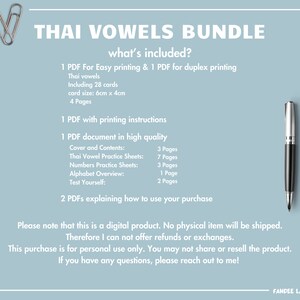 Thai Alphabet Vowel Bundle Workbook and Flashcards Digital Download ...