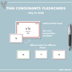 Thai Alphabet Consonants Flashcards DIGITAL DOWNLOAD | Study Thai ...