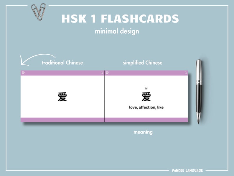 HSK 1 (HSK 2.0) Flashcards for Chinese Beginners | Digital Download for ...
