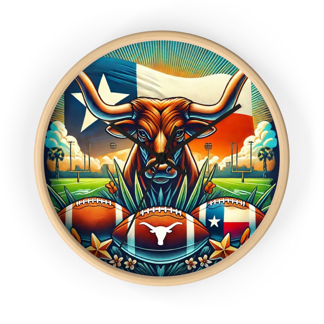 Texas Longhorns Football Wall Clock, Unique Sports Decor, Team Spirit ...