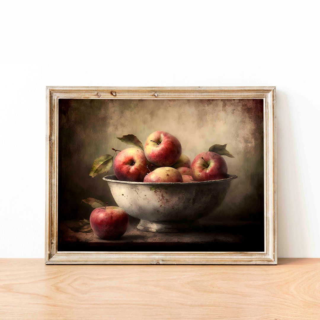 Vintage Fruit Art Oil Painting Rustic Apples Digital Download Print ...
