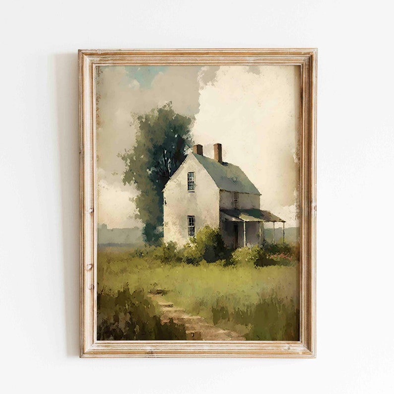 Vintage Art Oil Painting Rustic Cottage Farmhouse Digital Download ...