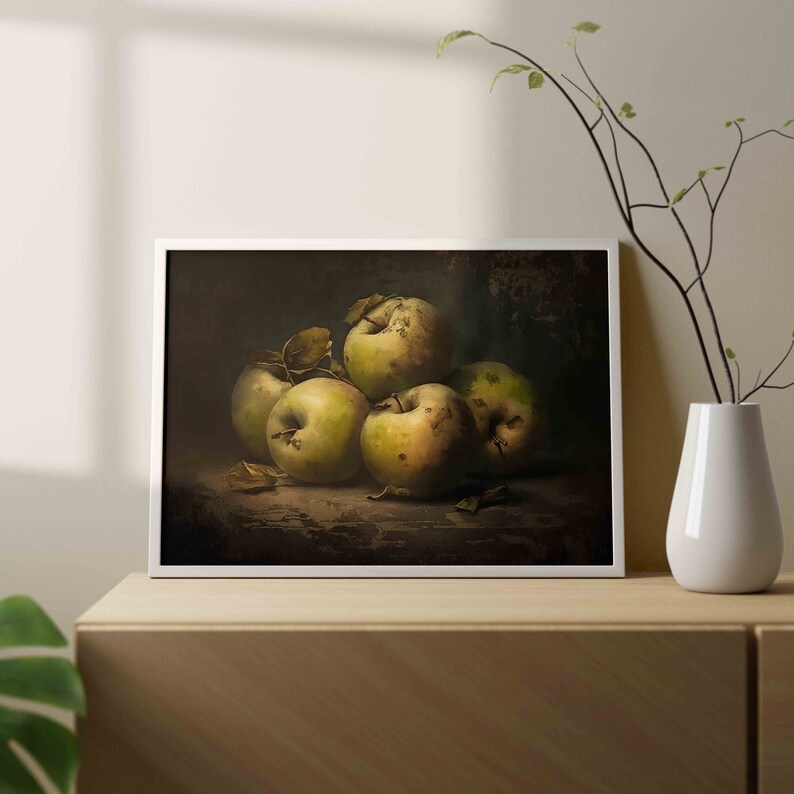 Vintage Fruit Art Oil Painting Rustic Apples Digital Download Print ...