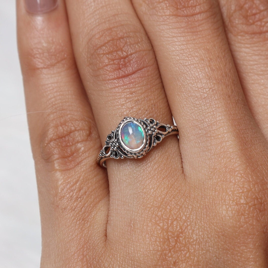 Raw Ethiopian Opal Ring, 925 Sterling Silver Ring, Crystal Ring ...