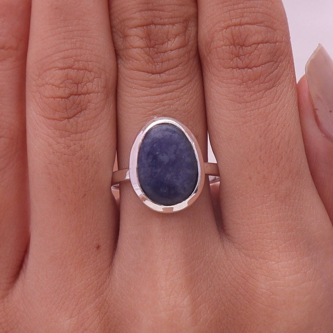 Dumortierite Quartz Ring, 925 Sterling Silver Ring, April Birthstone Ring, Boho Handmade Ring ...
