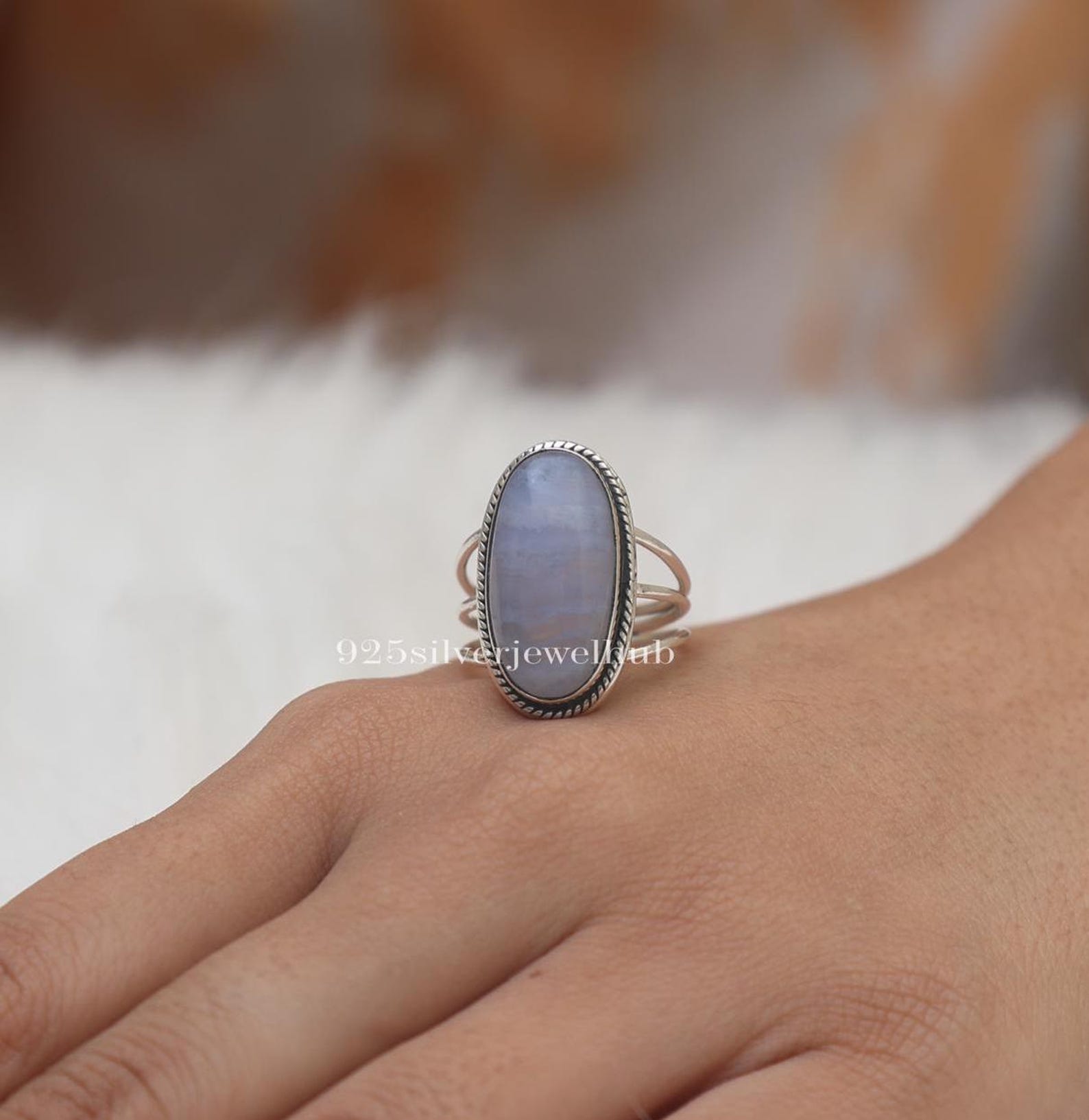 Blue Lace Agate Ring, 925 Sterling Silver Ring, Handmade Ring, Bohemian ...