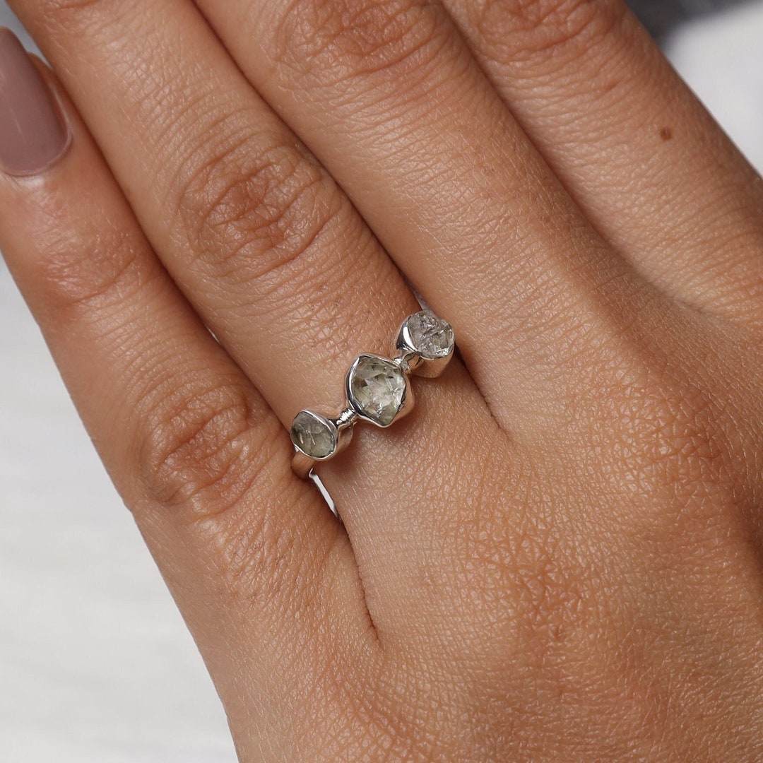 Raw Herkimer Diamond Ring, 925 Sterling Silver Ring, Handmade Ring, Boho Ring, Natural Gemstone ...
