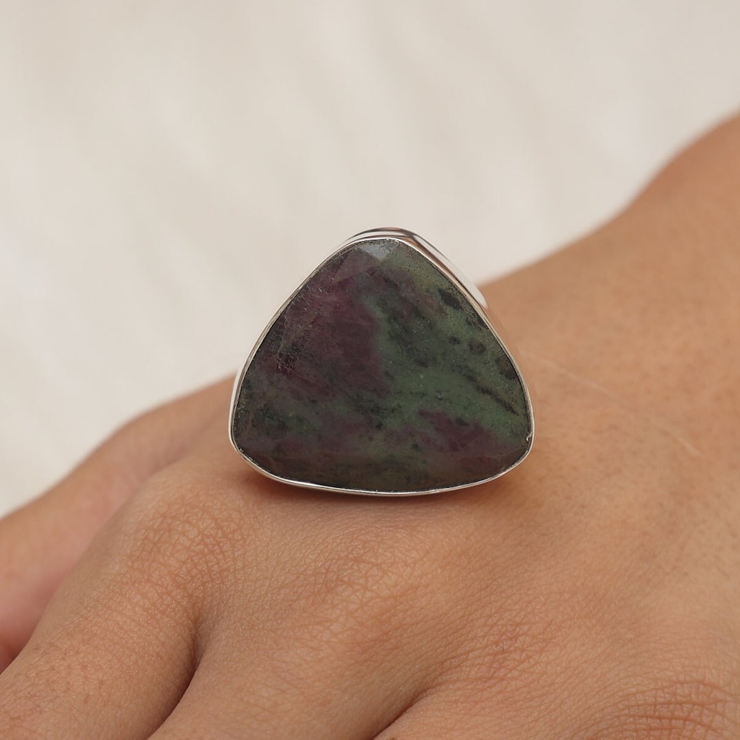 Ruby Zoisite Ring, 925 Sterling Silver Ring, Statement Ring, Handmade Gemstone Ring, Zoisite ...