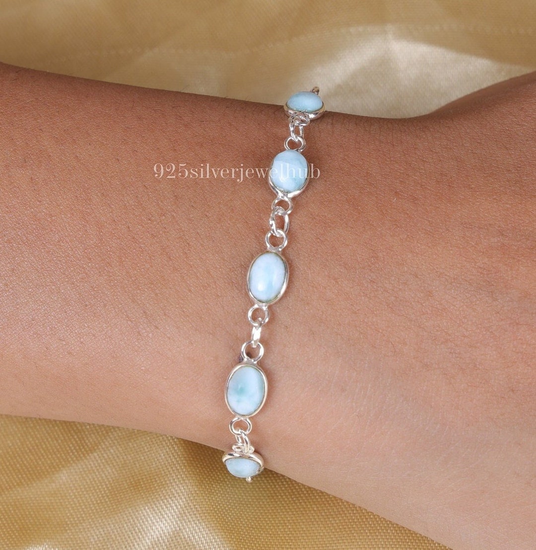 Larimar Bracelet, 925 Sterling Silver Bracelet, Handmade Bracelet, Minimalsit Jewelry, Bracelet ...