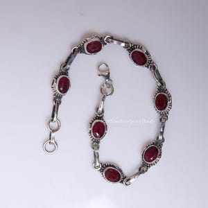 Ruby Bracelet, 925 Sterling Silver Bracelet, Faceted Gemstone Bracelet ...