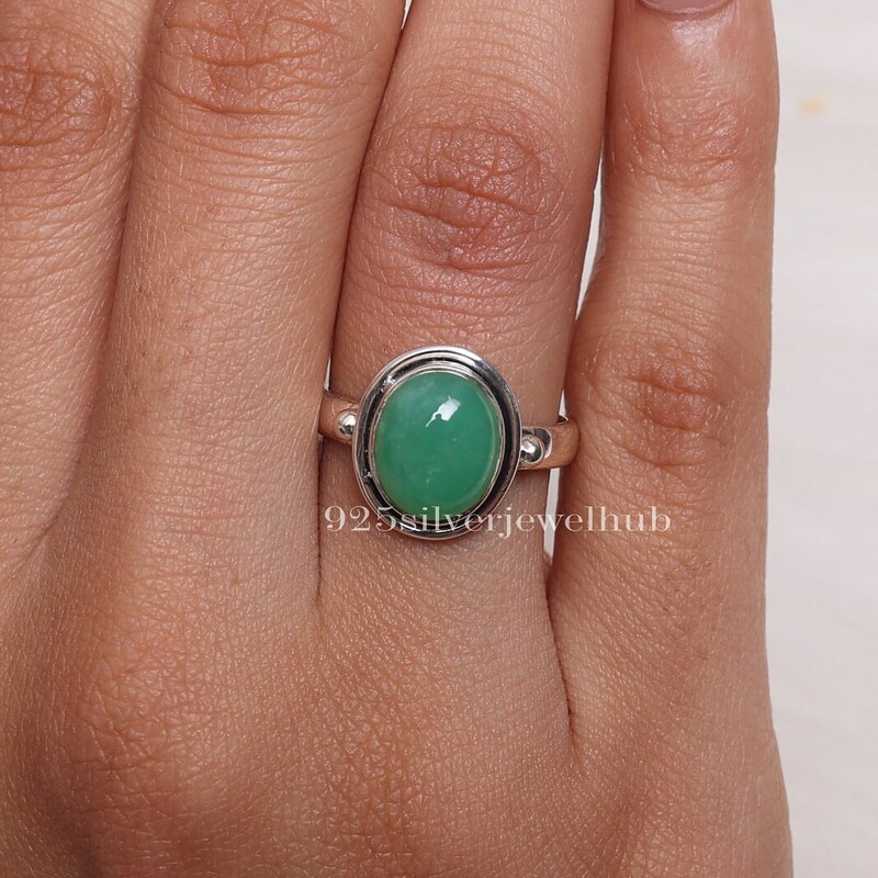 Green Silver Ring - Etsy