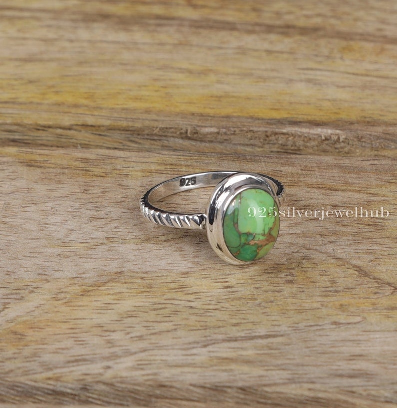 Natural Green Copper Turquoise Ring, 925 Sterling Silver Ring, December ...