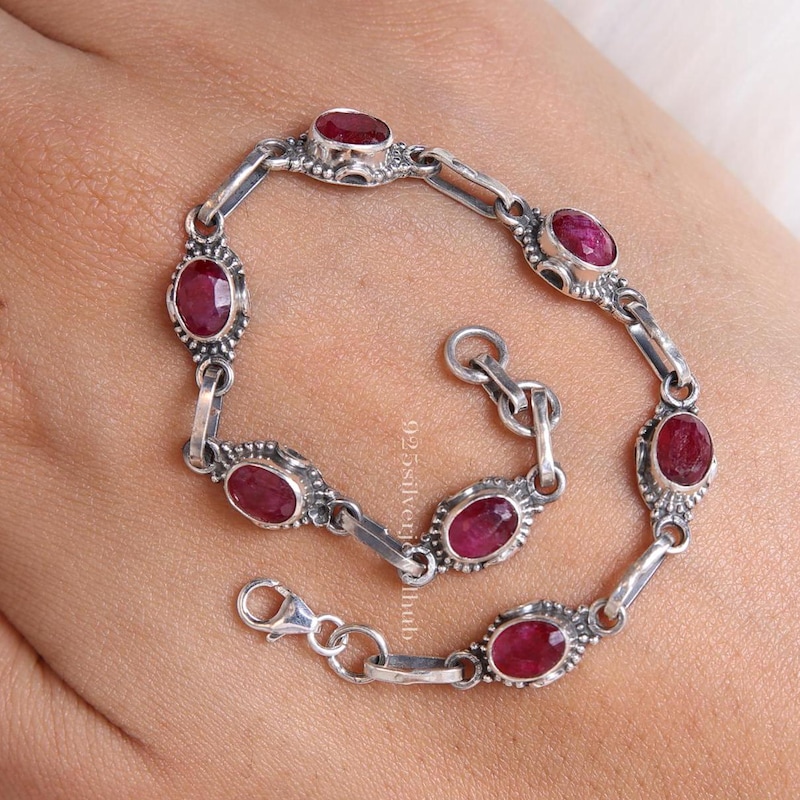 Silver Bracelet 925 Ruby - Etsy