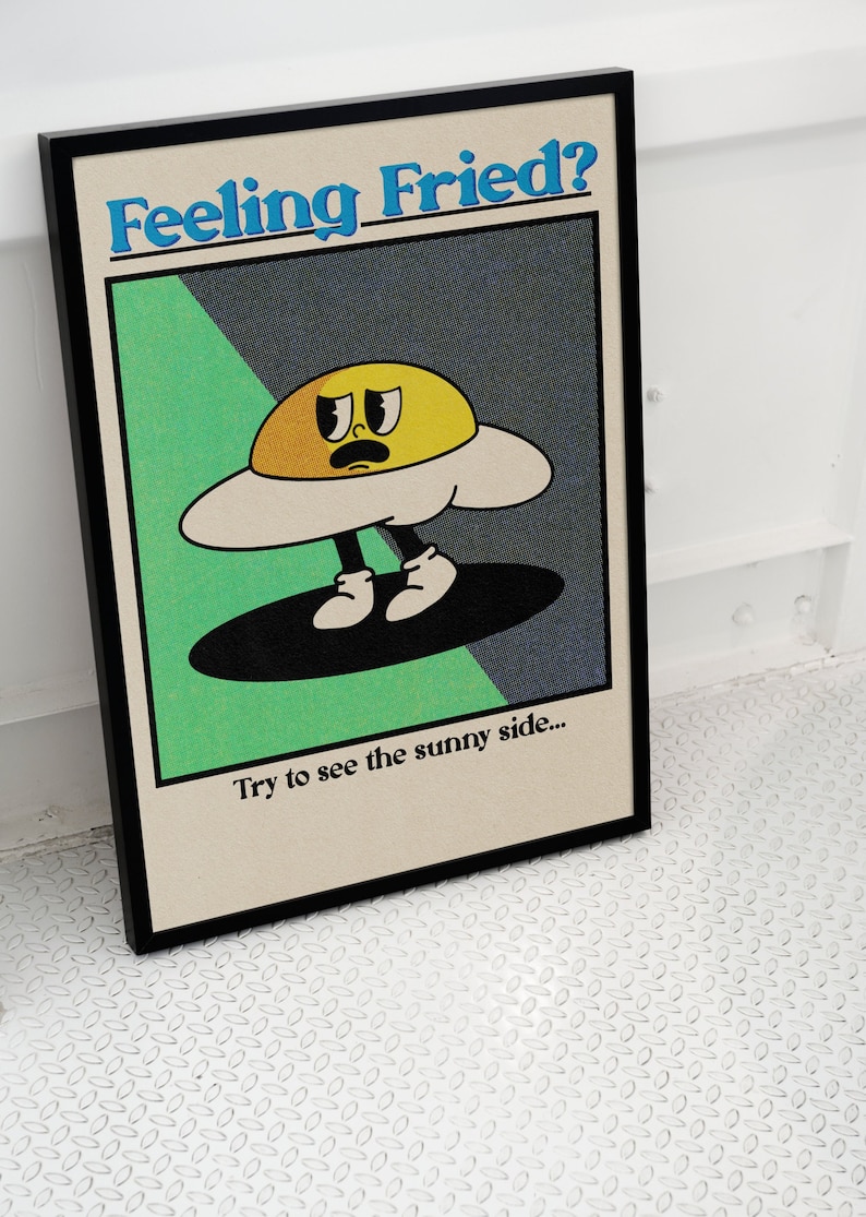 Retro Egg Poster - Feeling Fried? - Etsy