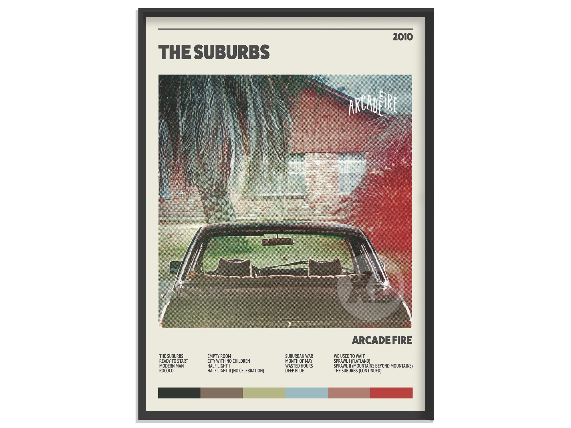 Arcade Fire - The Suburbs - Retro Album Print, Music Poster