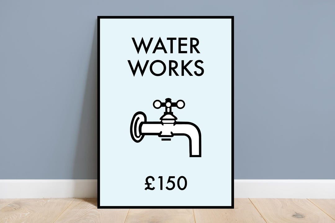 Water Works Monopoly Light Blue Download Modern Minimalist Fun Quirky ...