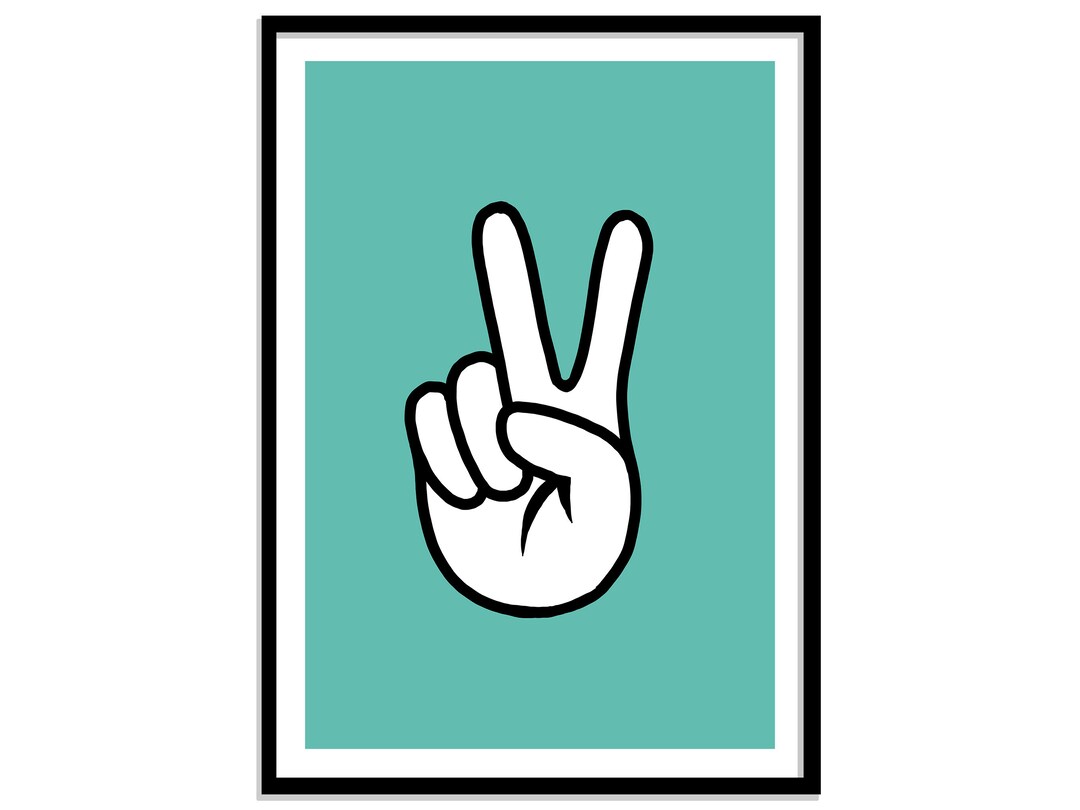 Peace Hand Symbol Poster Print Different Colours Available Personalised ...