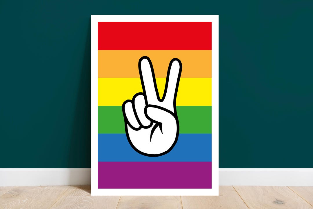 Peace Sign Hand Symbol Pride Flag Rainbow LGBTQ Minimalist Download ...