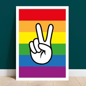 Peace Sign Hand Symbol Pride Flag Rainbow LGBTQ Minimalist Download ...