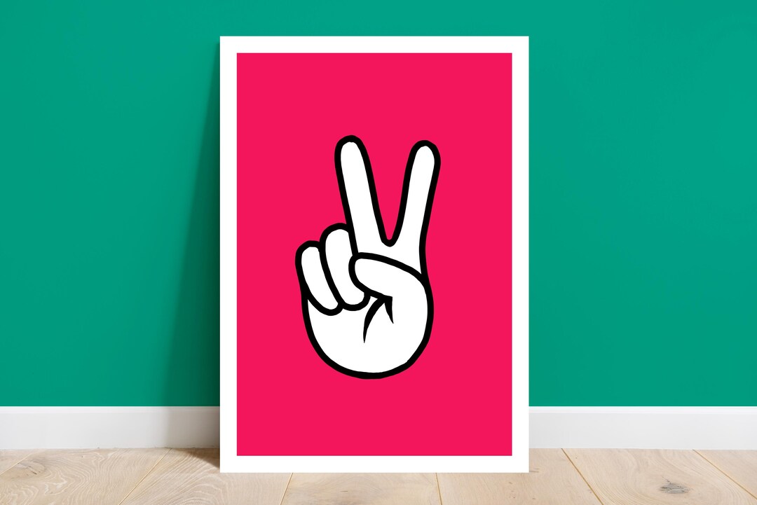 Peace Sign Hand Symbol Watermelon Bold Pink Minimalist Download Modern ...