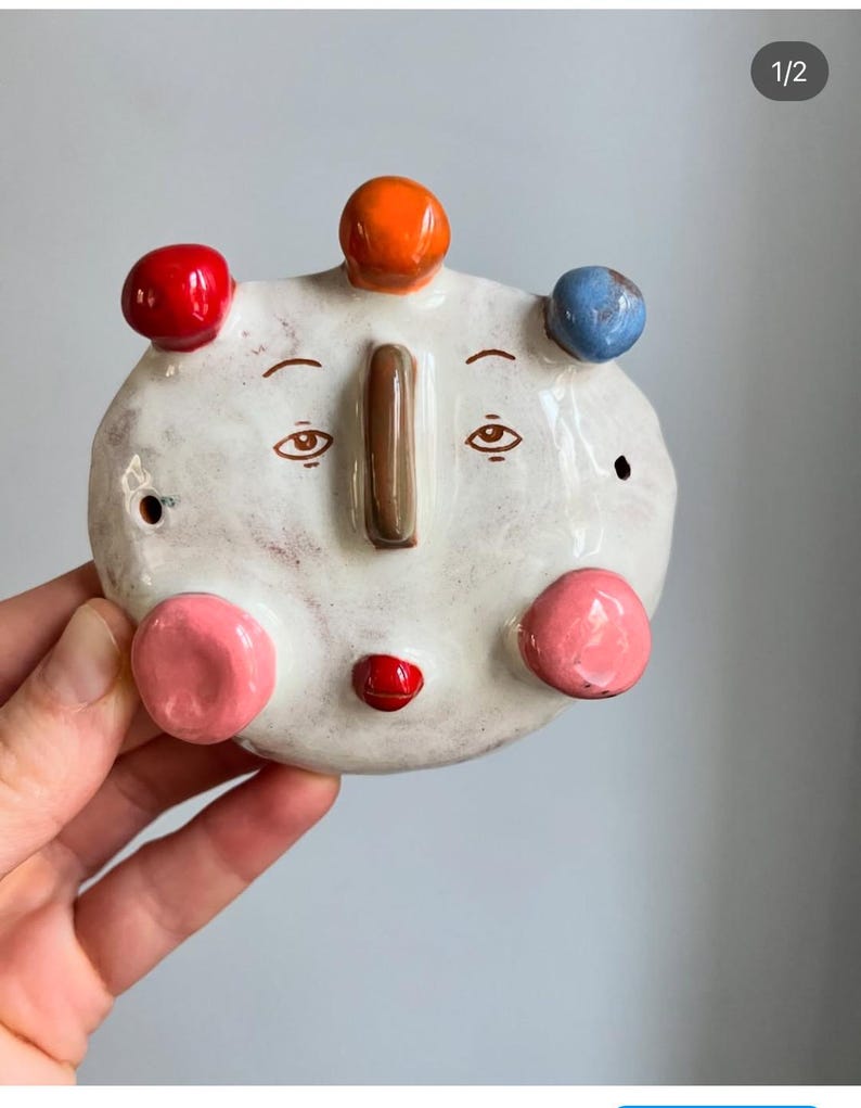 MADE TO ORDER: Whimsical Ceramic Wall Art, Colorful Wall Art, Wall Mask ...