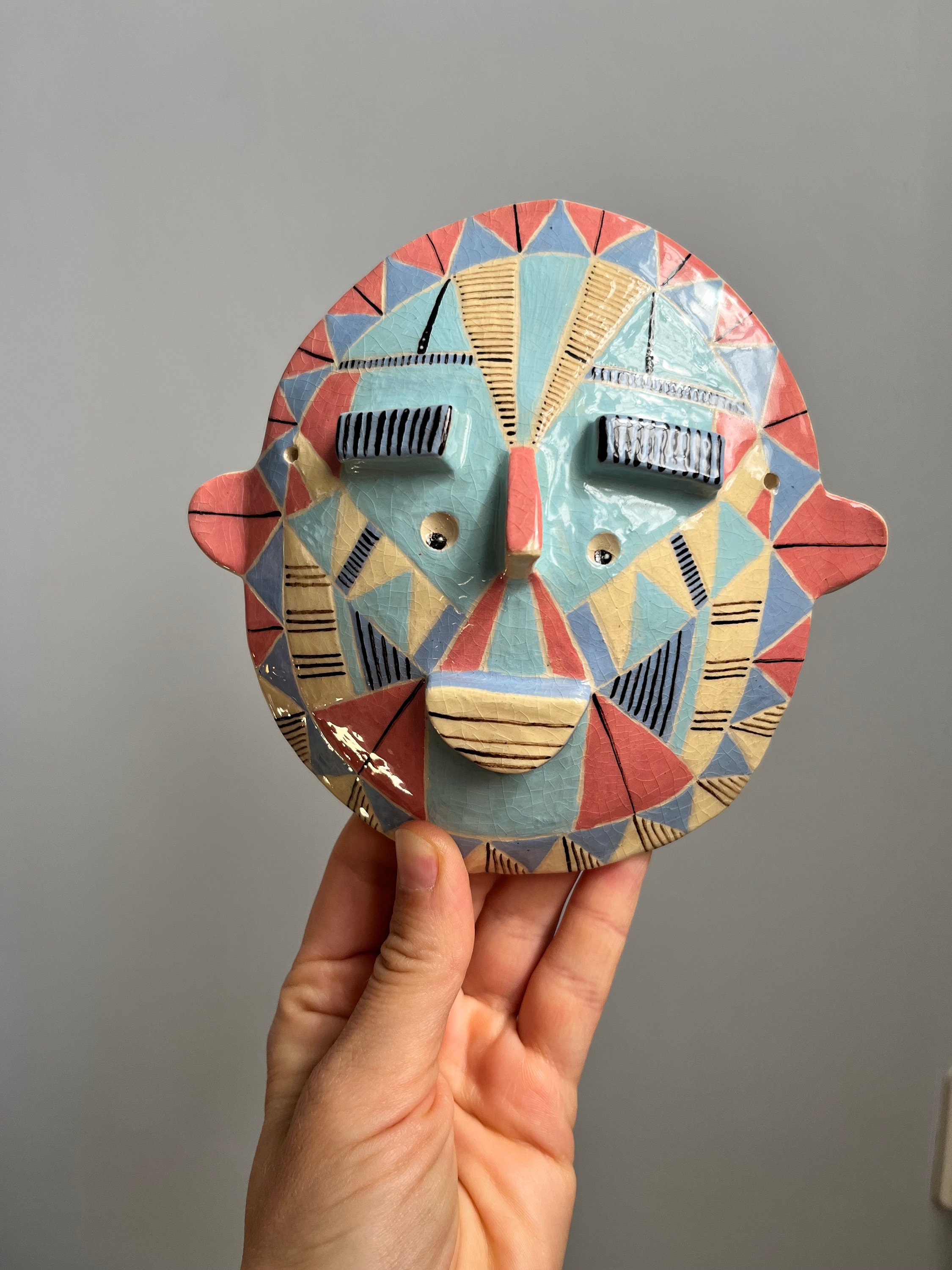 Decorative Ceramic Mask, Handpainted and Handmade Original Ceramic Wall ...