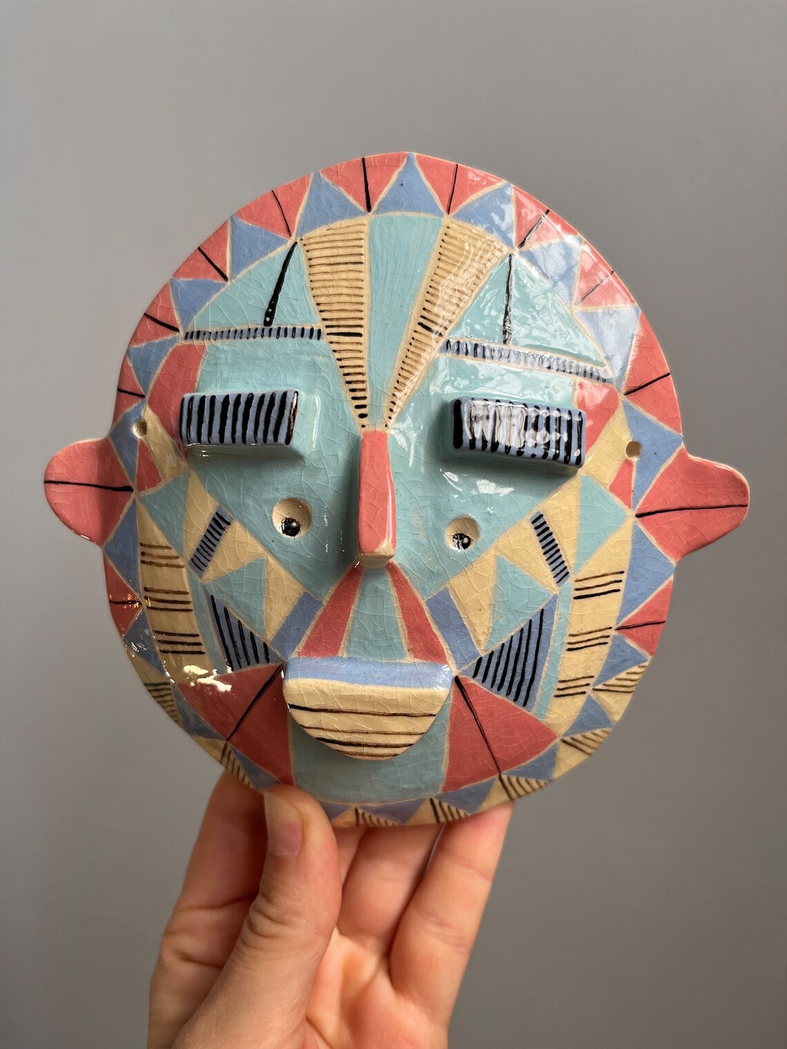 Decorative Ceramic Mask, Handpainted and Handmade Original Ceramic Wall ...