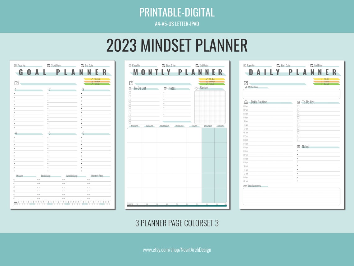 2023 Mindset Planner Tracker Goal Pages Printable and iPad Notability ...