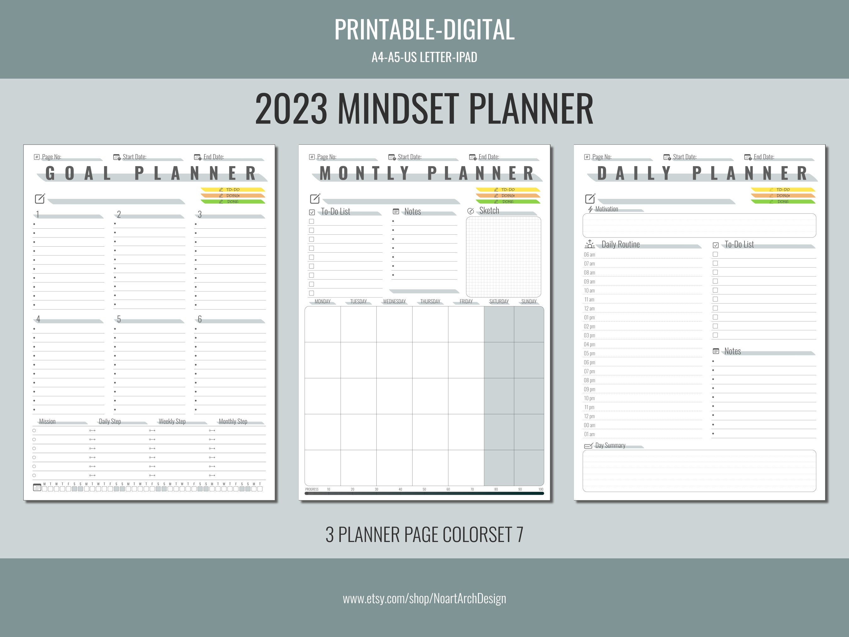 2023 Mindset Planner Tracker Goal Pages Printable and iPad Notability ...