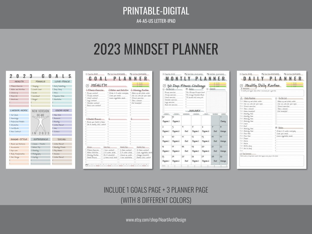 2023 Mindset Planner Tracker Goal Pages Printable and iPad Notability ...