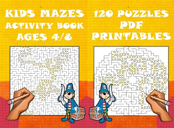 Maze Puzzles for Kids Pdf Printable Ages 4-5-6-7-8 120 - Etsy