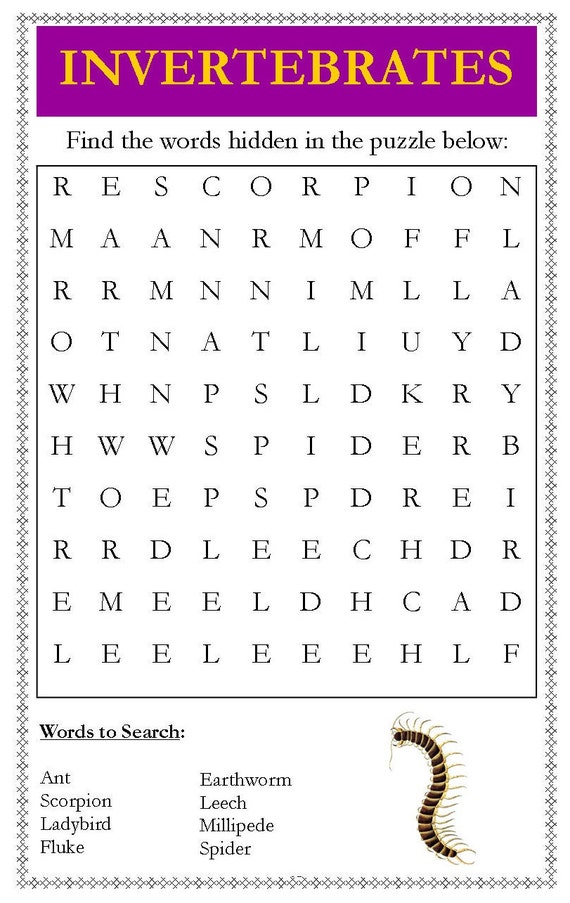 Invertebrate Word Search