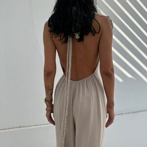 Linen Braided Straps Jumpsuit,bohemian Backless Jumpsuit Dress,,grecian ...