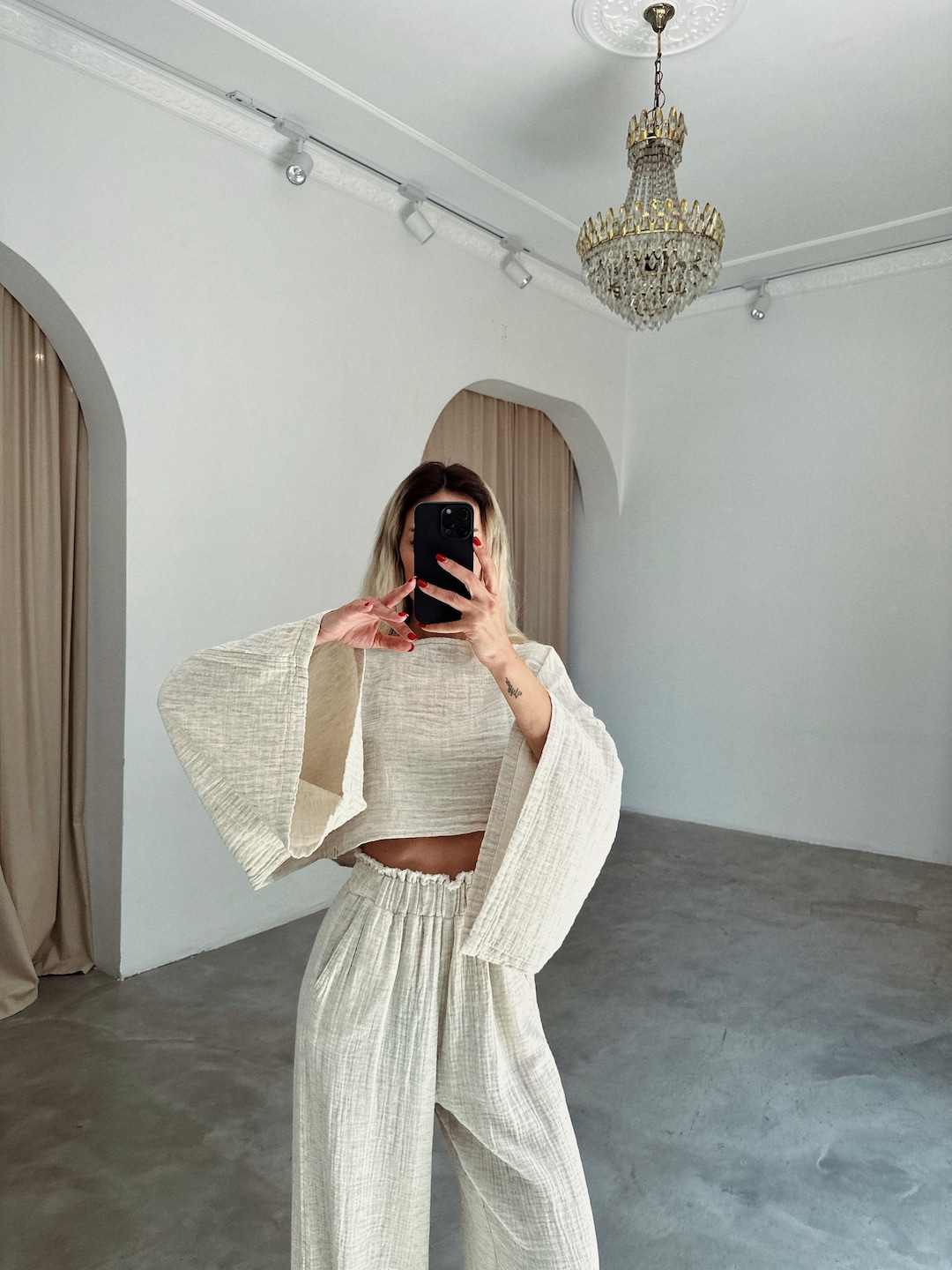 Hemp Cotton Boho Two Piece Set,yoga Pants Set,hippie Outfit,wide Leg ...