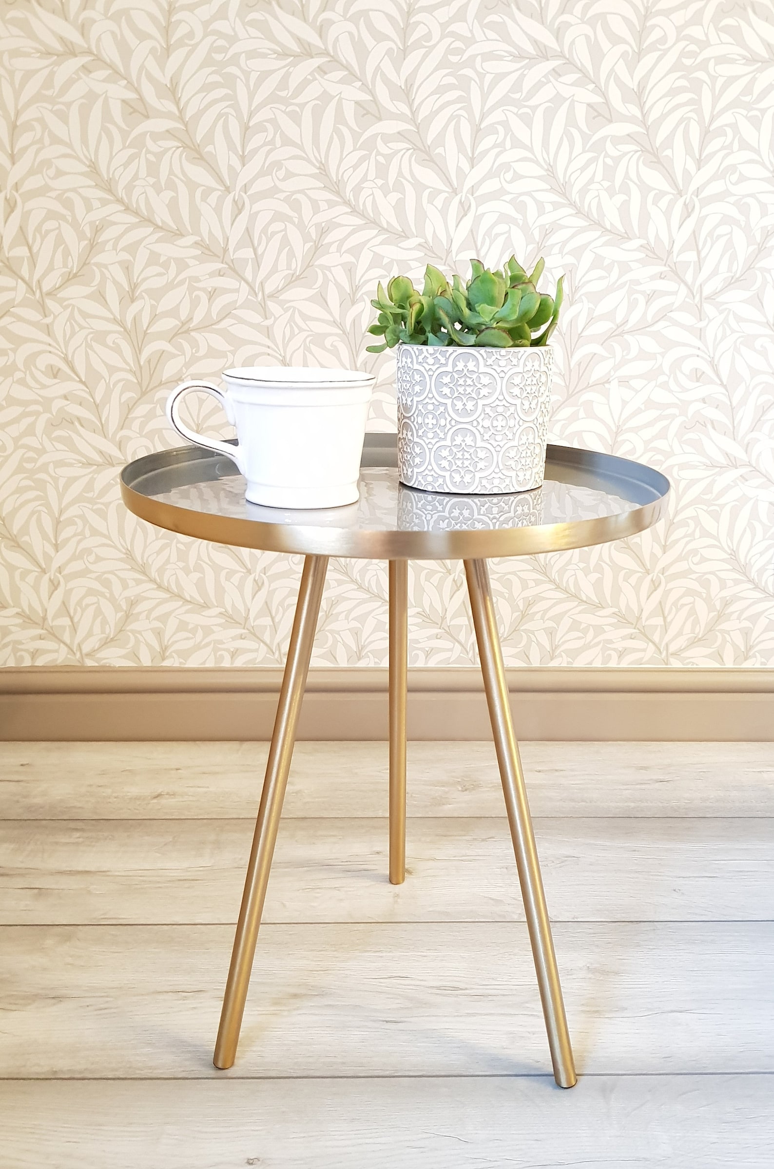 Brass Tray Table With Grey Enamel. Side Table/ Coffee Table / Bedside ...