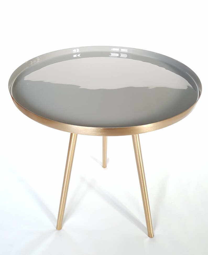 Brass Tray Table With Grey Enamel. Side Table/ Coffee Table / Bedside ...