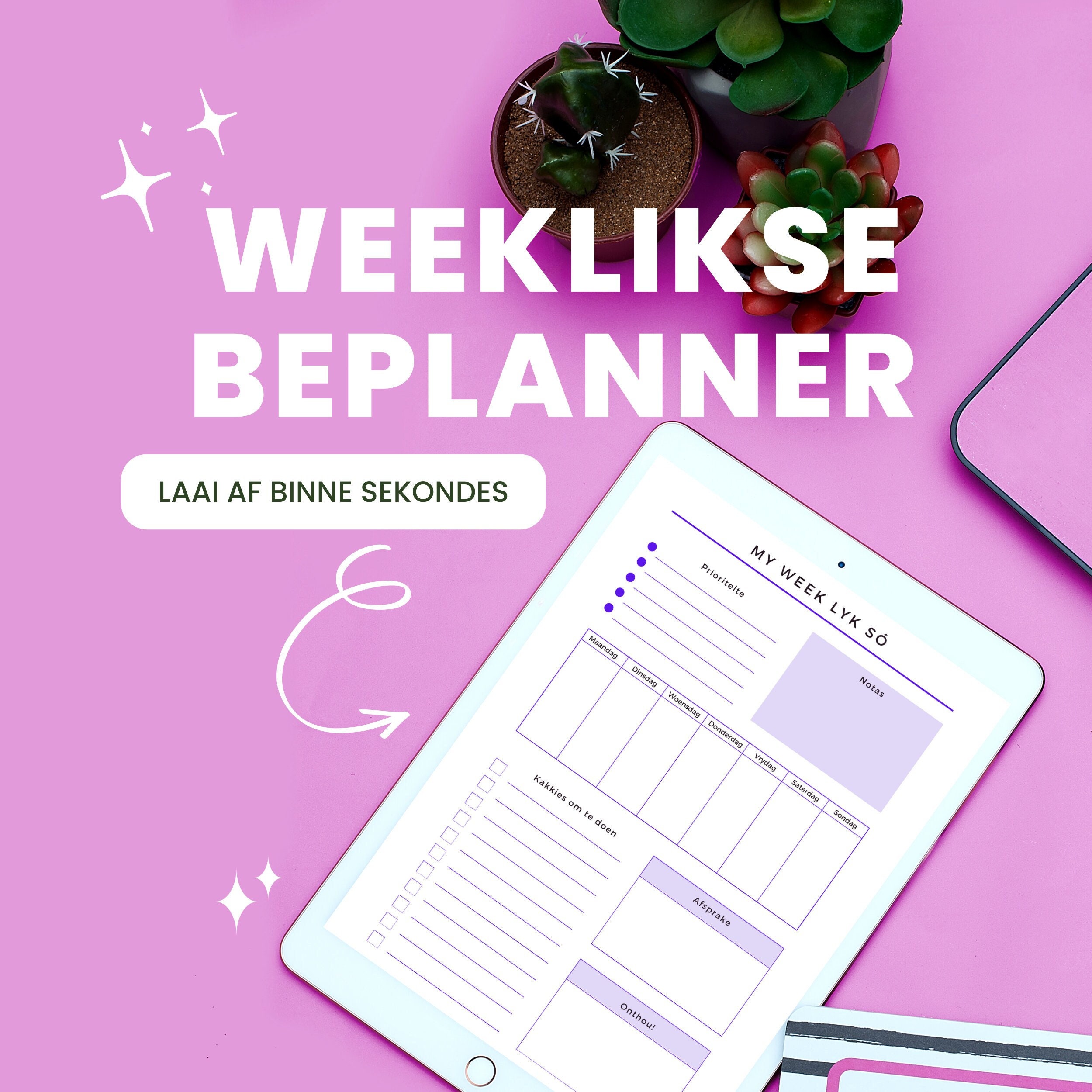 Afrikaans Weekly Planner, Printable A4 Weekly Schedule Organizer ...