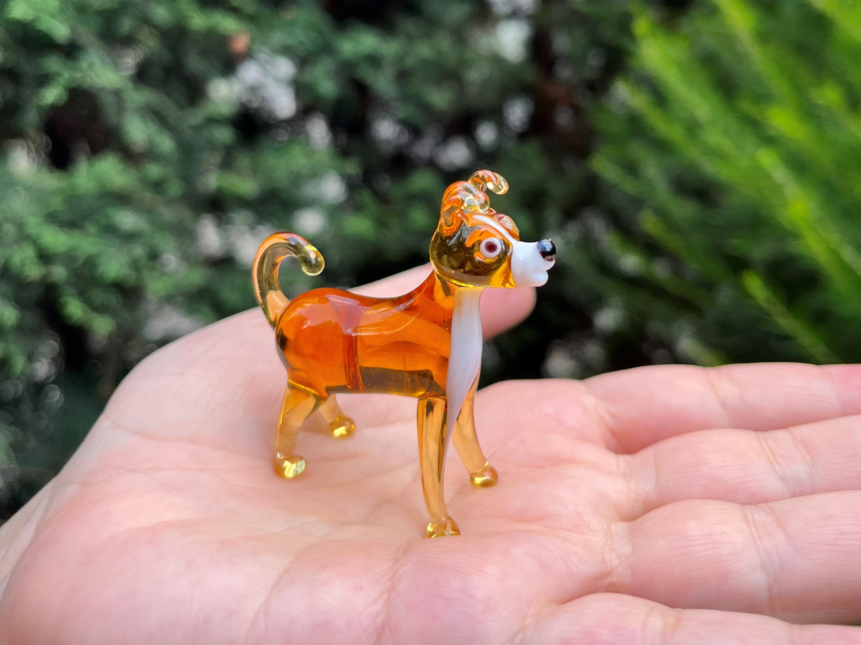 Glass Dog Figure Sculpture Murano Gold Dog Trinket - Etsy