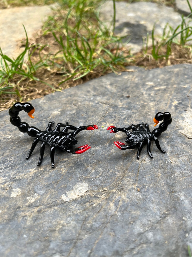 Glass Scorpion Figurine, Murano Glass Miniature Scorpion Figure, Glass ...